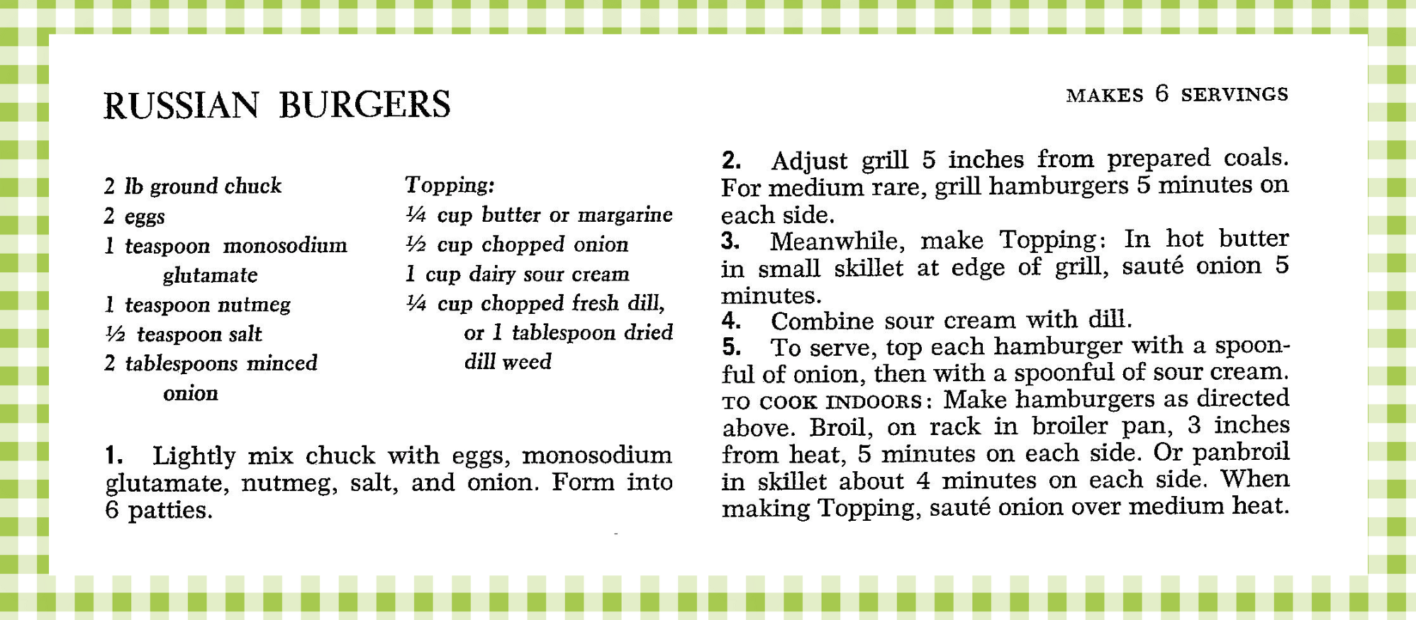 1960s Specialty Burger Recipes - Vintage Unscripted